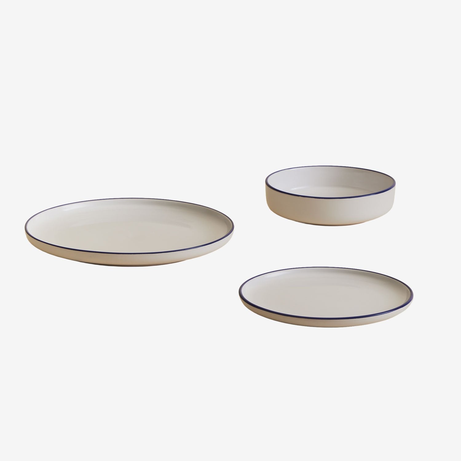 SKLUM Vaisselle de 12 pièces en grès Ronilena Blanc Gardenia - Bleu Ken ...