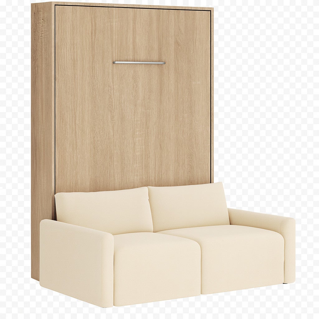 Lit escamotable vertical avec canapé tissu VALENCIA-Avec matelas-80x180 ...