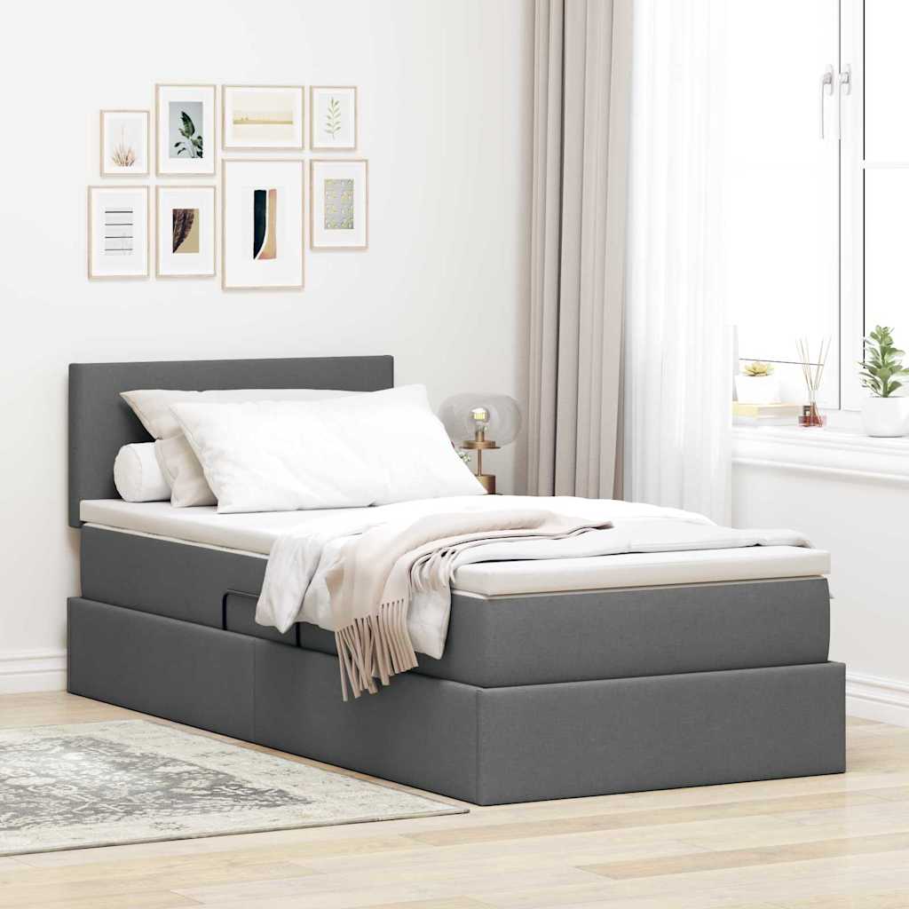 Lit avec rangement et matelas Gris foncé 100 x 200 cm | Leroy Merlin