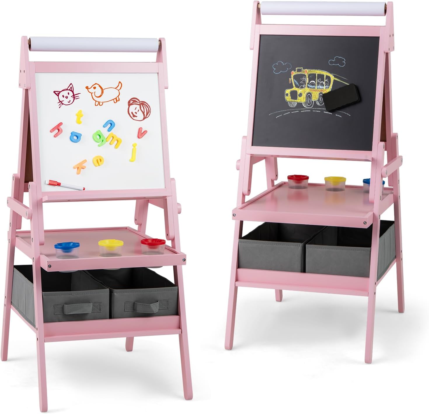 Tableau Enfant Double Face 3 en 1, Chevalet Enfant avec Tableau Blanc ...