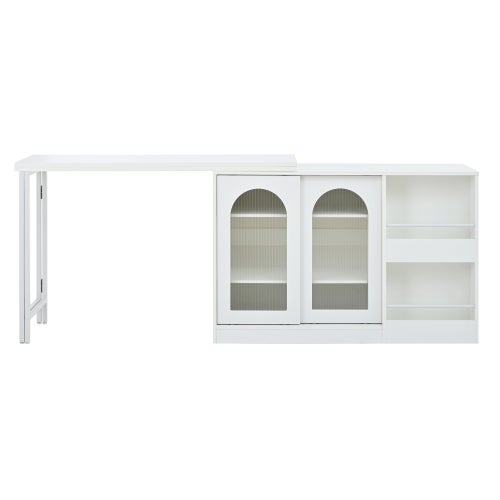 Mesa alta moderna, extensible, giratoria 360° con almacenaje, mesa ...