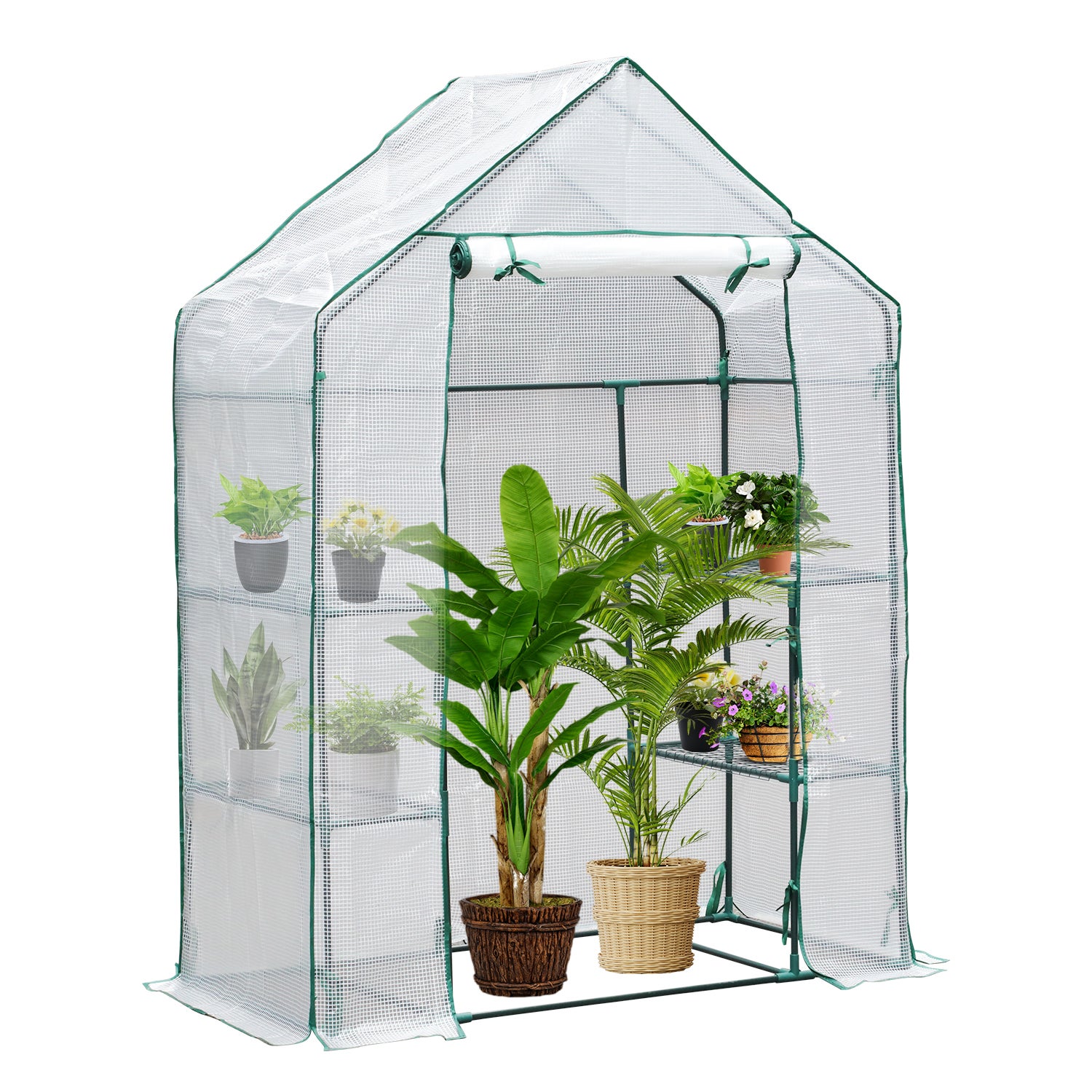 Invernadero de PE con 3 niveles para plantas hortícolas Flores Lona reforzada 135g-m2 Proteja ...