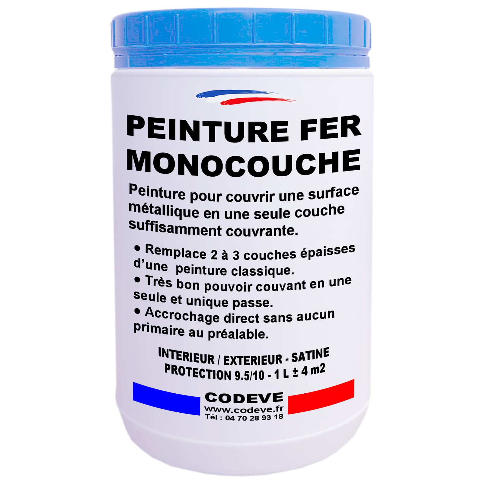 Peinture Fer Monocouche - 1 L - Codeve Bois - 9005 - Noir foncé | Leroy ...