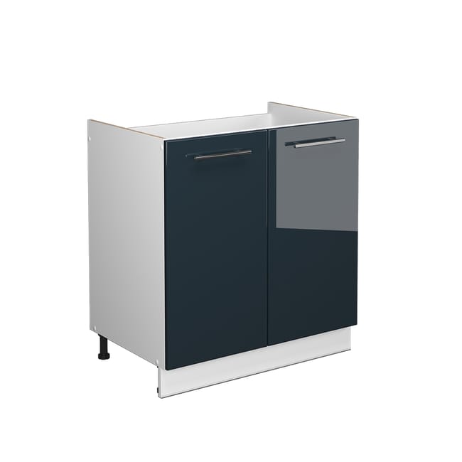 Vicco Meuble Bas Sous évier Fame Line Bleu Foncé Brillantblanc 80 Cm