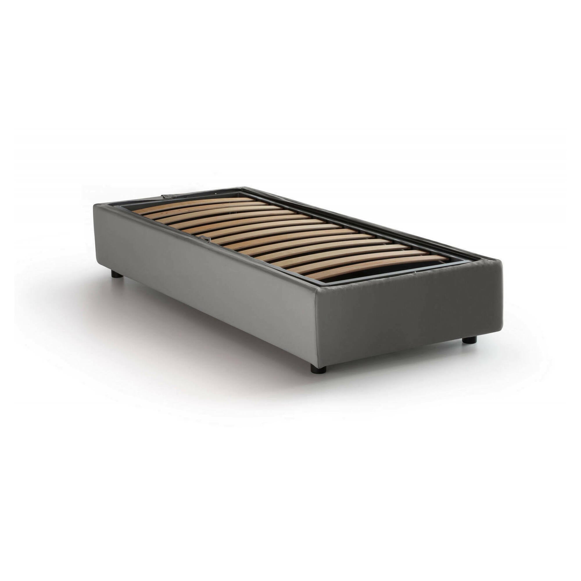 Lit simple Acetico, Lit coffre avec revêtement en tissu, 100% Made in ...