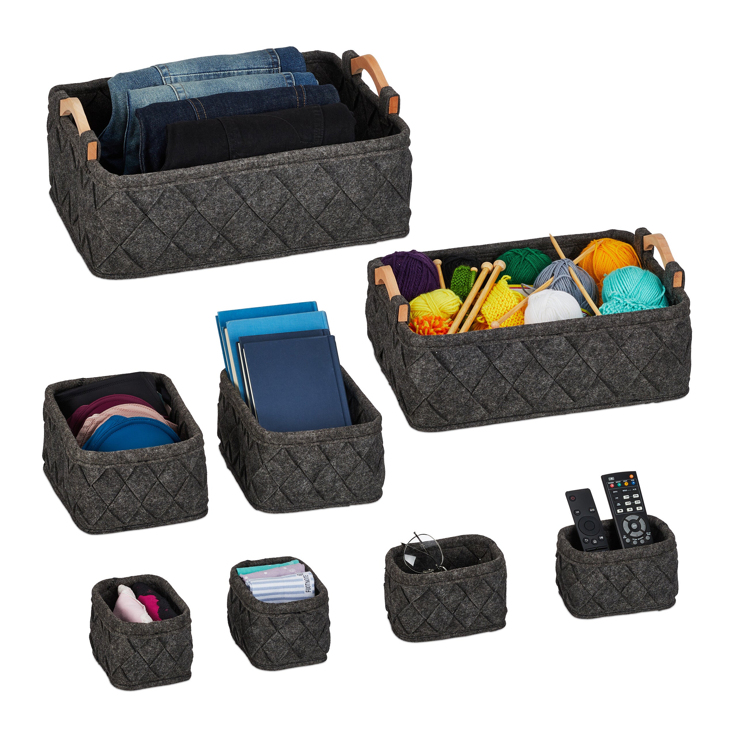 Relaxdays Organizer per Armadi, Set da 8, Box Guardaroba, 4 misure ...