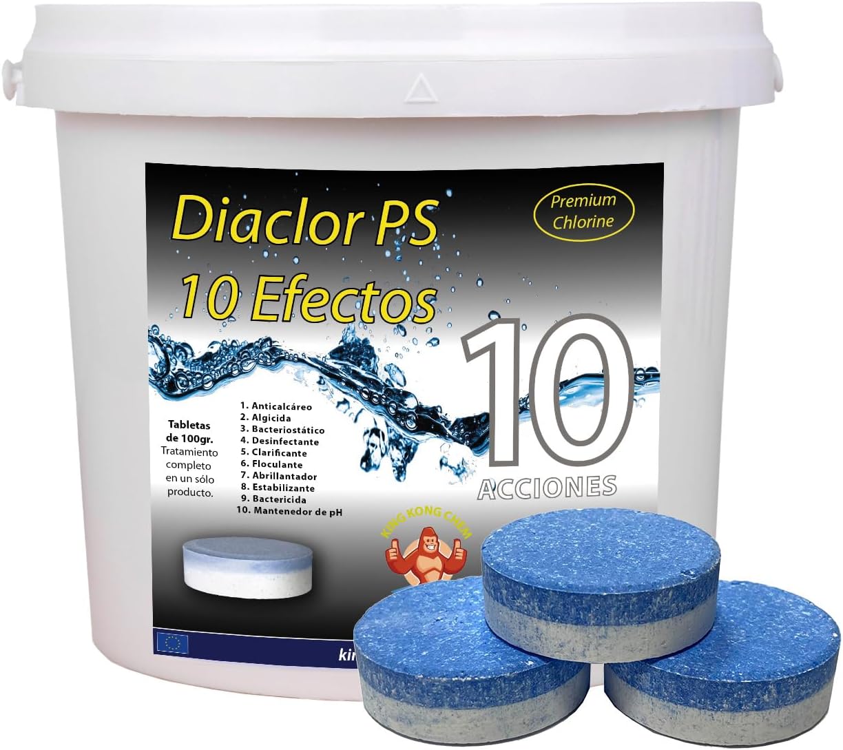 Pastillas de cloro Diaclor PS 10 Acciones 5 kg (100 gramos) - Pastillas ...