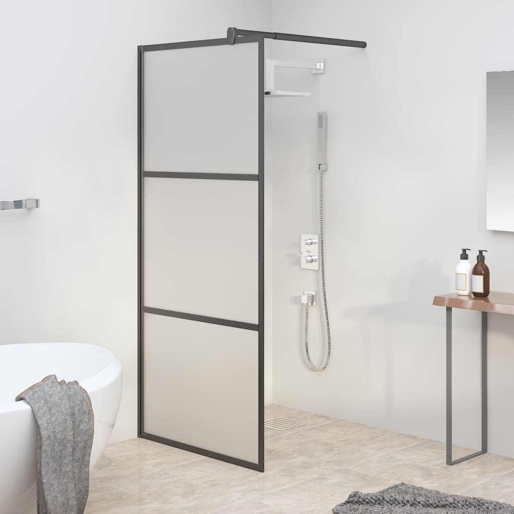 Paroi de douche | Écran de douchee 80x195 cm Verre ESG dépoli Noir ...