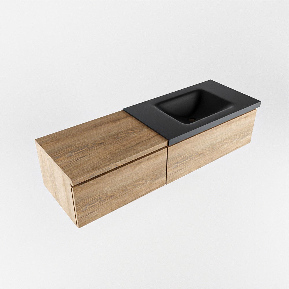 MONDIAZ BUKLA 140cm mueble de baño con módulo abierto 60 Washed Oak 2 ...