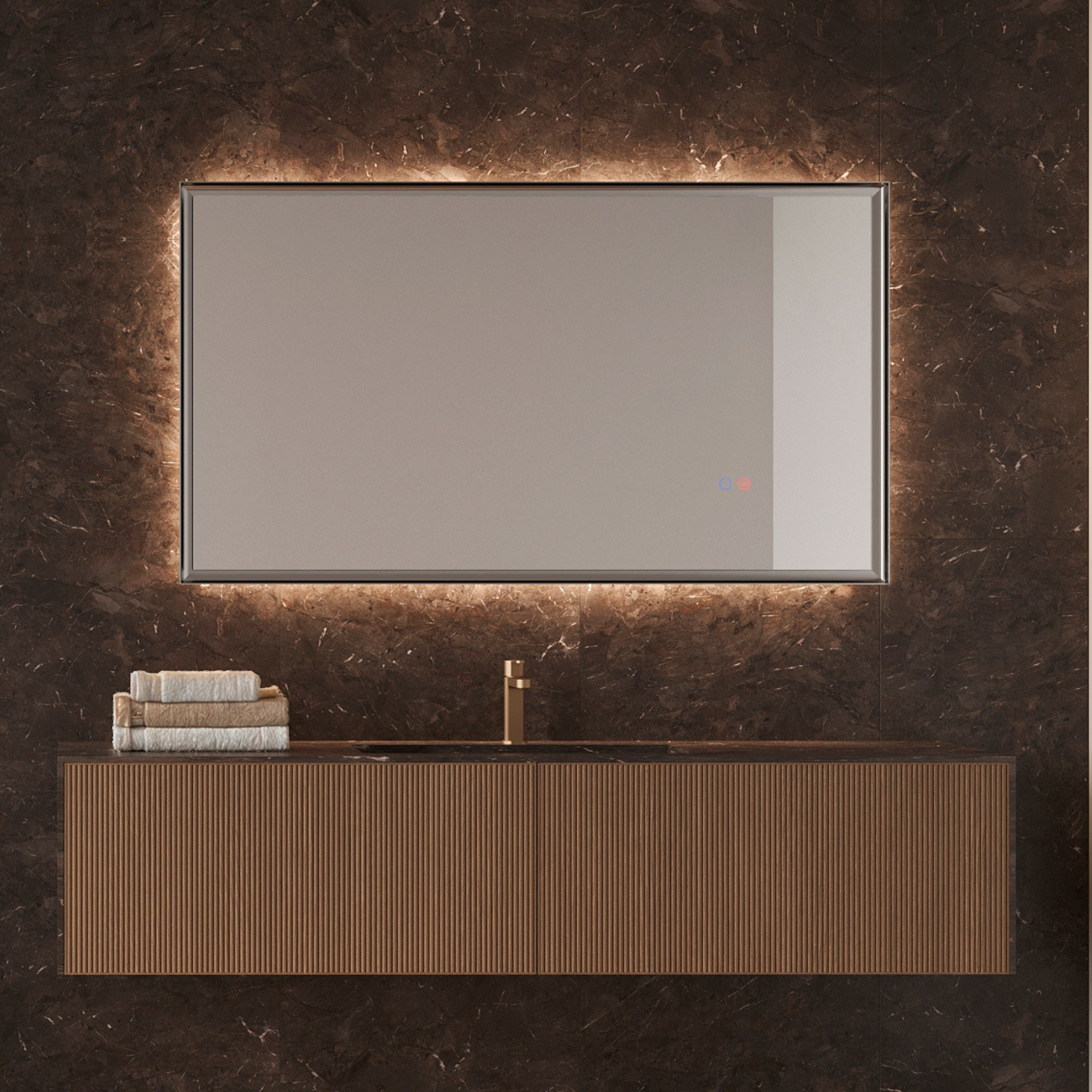 LEDIMEX - Espejo Retroiluminado Baño 100x80cm | Espejo Rectangular con ...