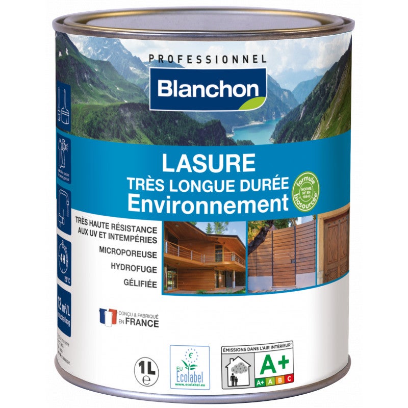 Lasure 1L Noir très longue durée environnement - Blanchon | Leroy Merlin