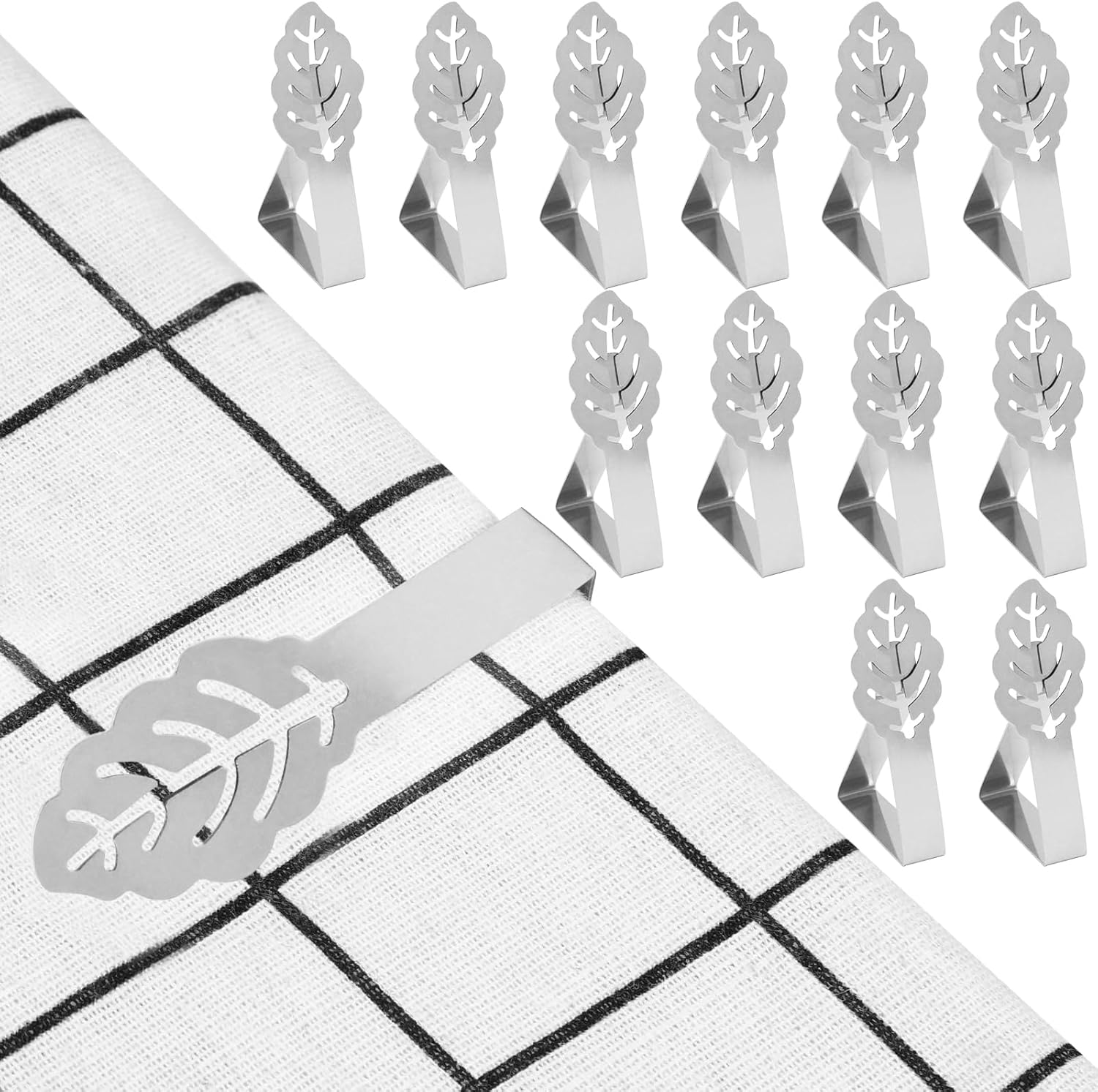12 Pièces Pinces à Nappe,Argent Pince Table Nappes Acier Inoxydable ...