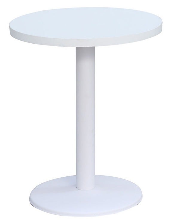 Table de bar ronde bois blanc et pied acier blanc Snooka 60cm | Leroy ...