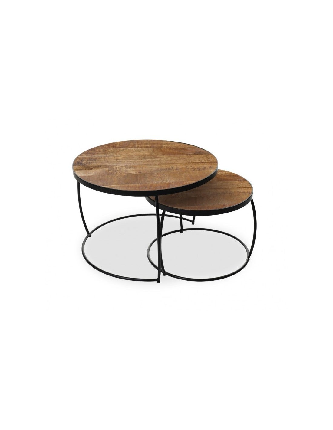 Table basse gigogne ronde en bois massif exotique collection LARSON ...