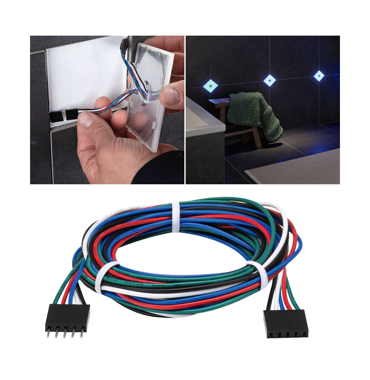 LumiTiles Câble Square RGBW 1,3m 12V Noir Matière plastique | Leroy Merlin