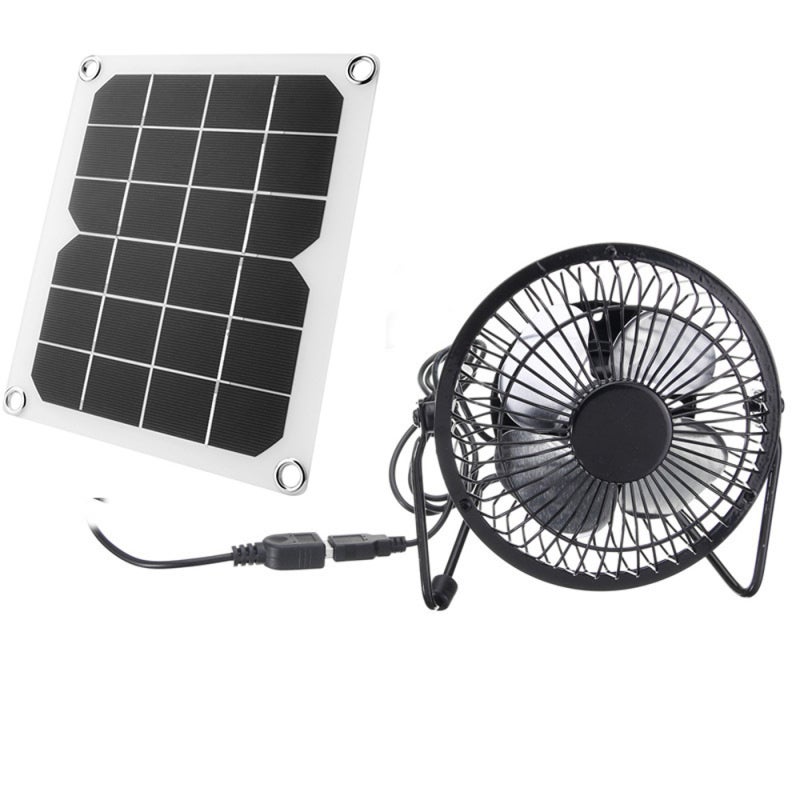 Ventilador 5W Panel Solar Monocristalino Puerto USB Doble Cargador ...