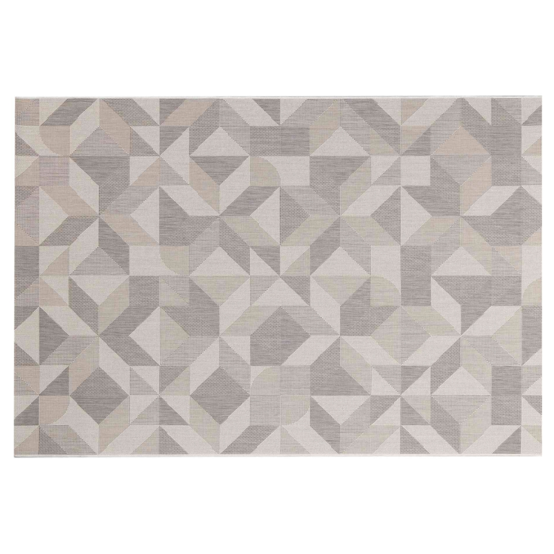Tapis d'intérieur rectangle tissé à motif géométrique "Losena" - Gris ...