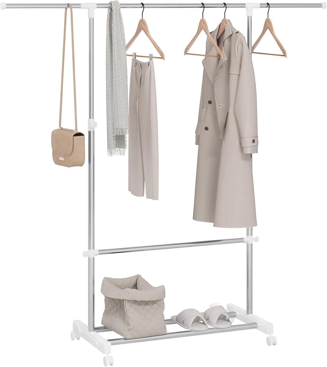 WOLTU Porte-vêtements avec Roulettes, Portant à Vêtements, Réglable en ...