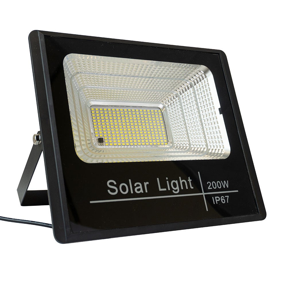 Proyector solar LED de exterior con panel solar 400 Lúmenes 200W ...