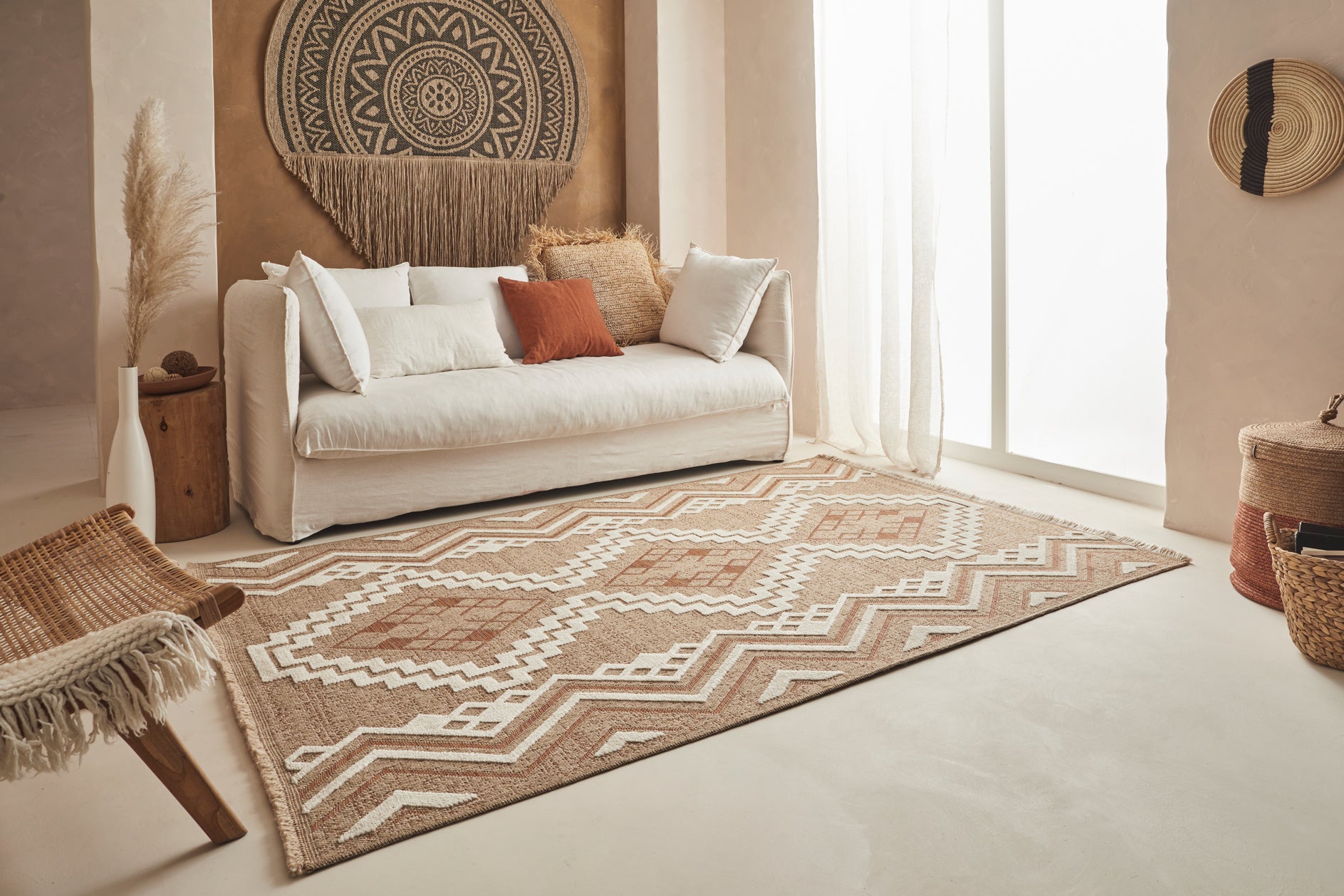 Tapis à motif ethnique terra - intérieur et extérieur - Tulum - 120x170 ...
