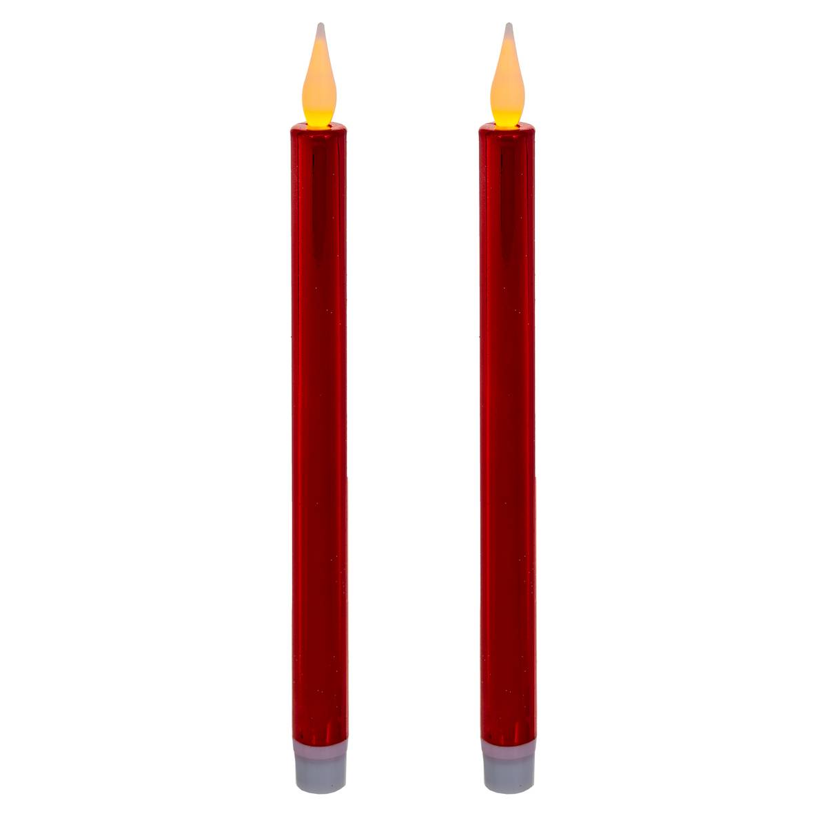 Velas altas de LED "Colorama de Noël", juego de 2 velas rojas | Leroy ...