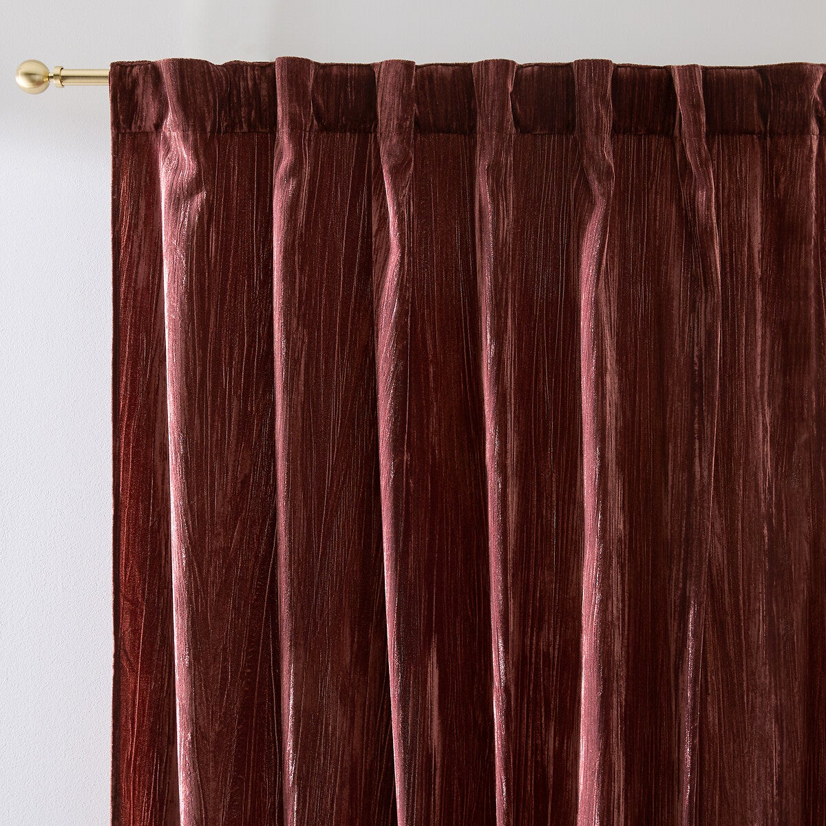 Rideau panne de velours pattes cachées, Susana - Lie de vin - 350 x 130 ...