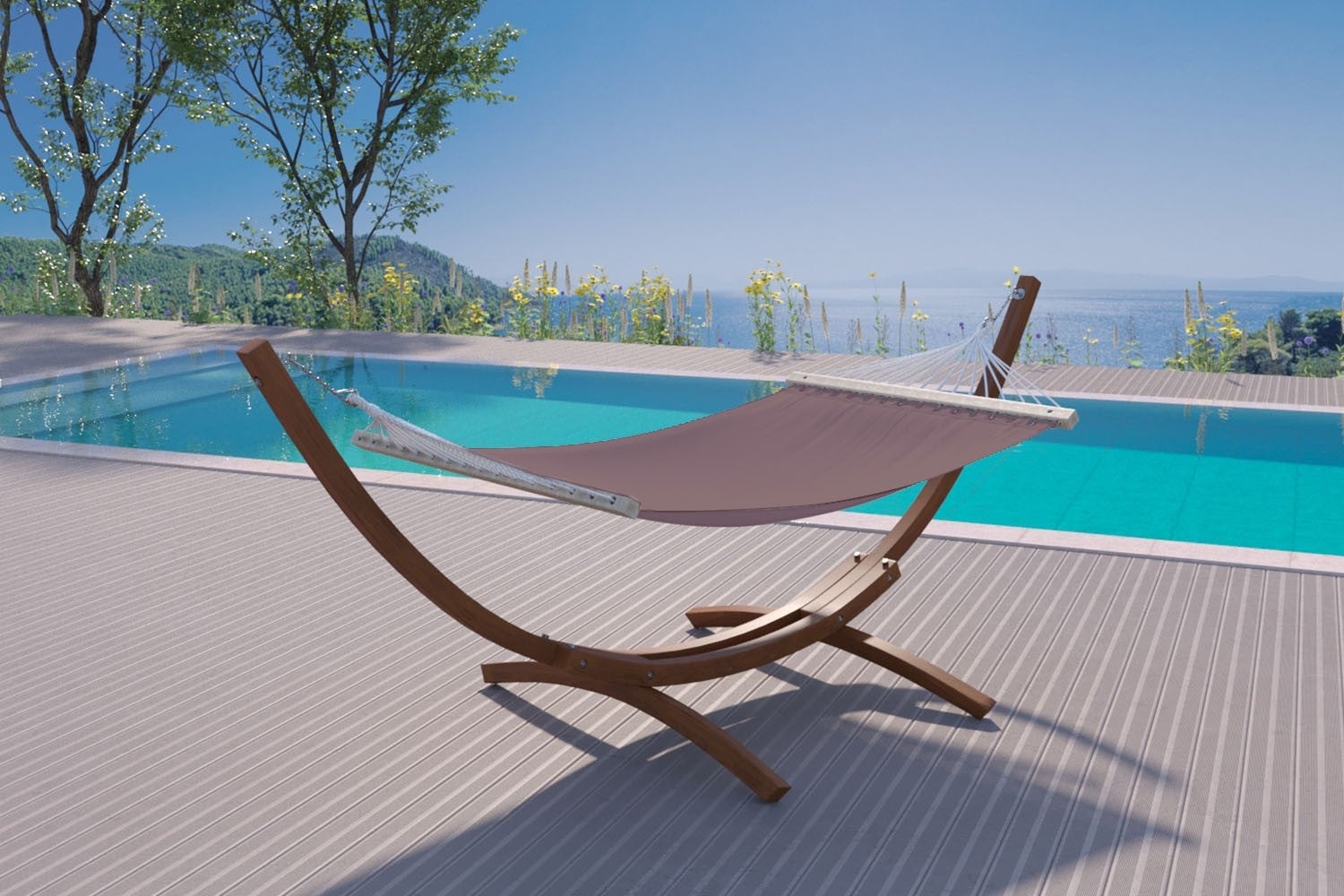 LAGOA Hamaca con toldo y soporte de 3,15 m en madera chocolate. | Leroy ...