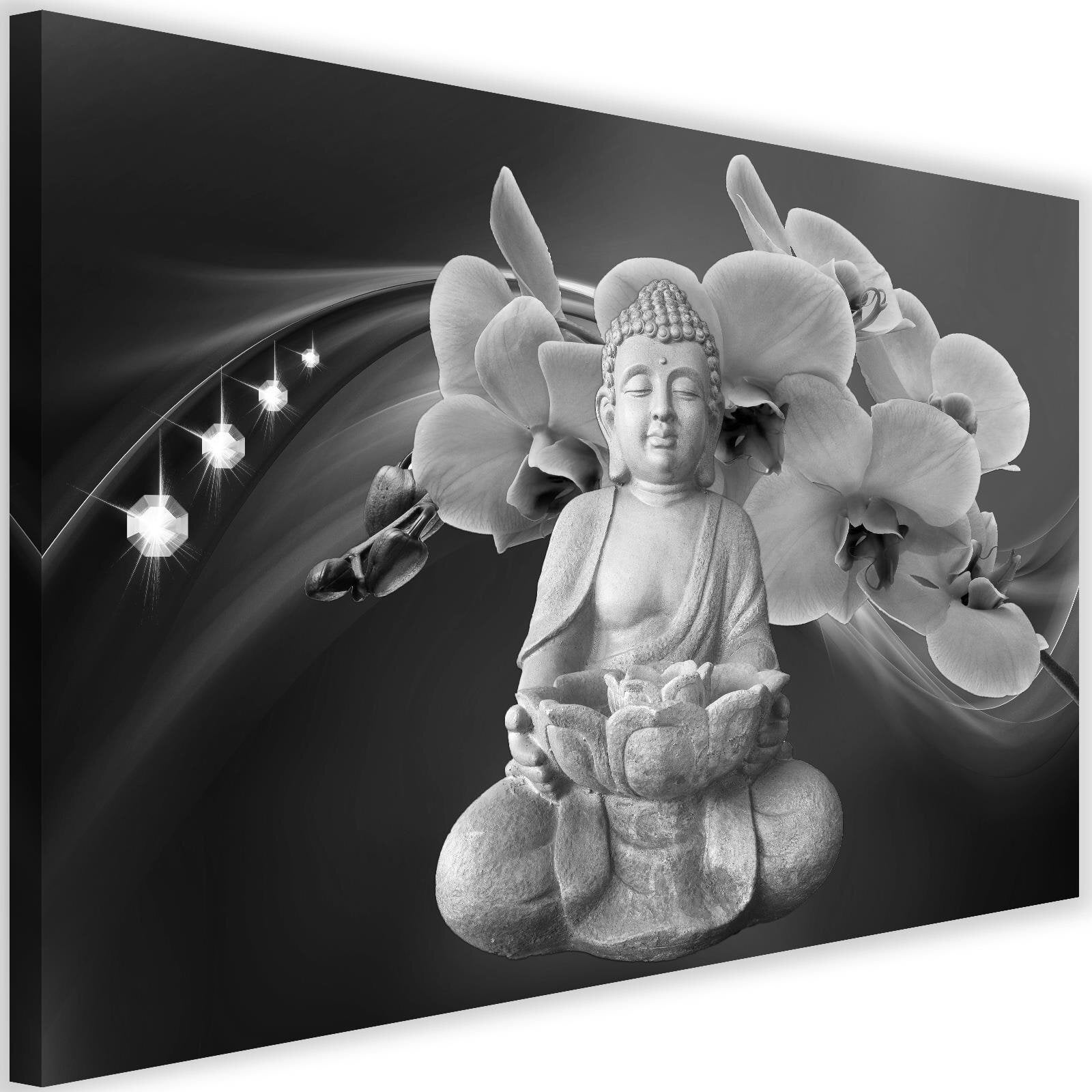 Tableau bouddha aux orchidées - 60 x 40 cm | Leroy Merlin