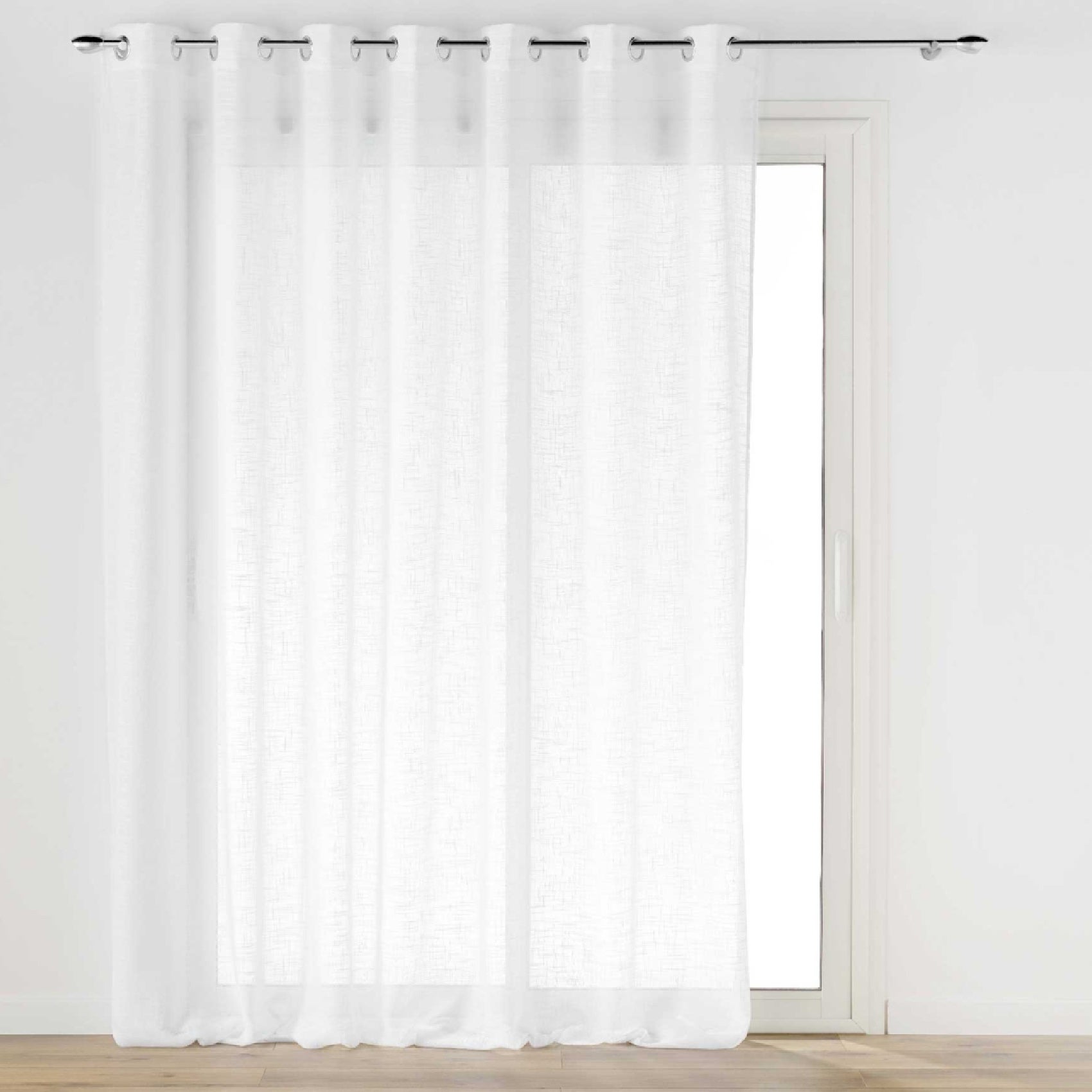 Voilage grande largeur à Oeillets Haltona Blanc - Effet Lin Tissé ...