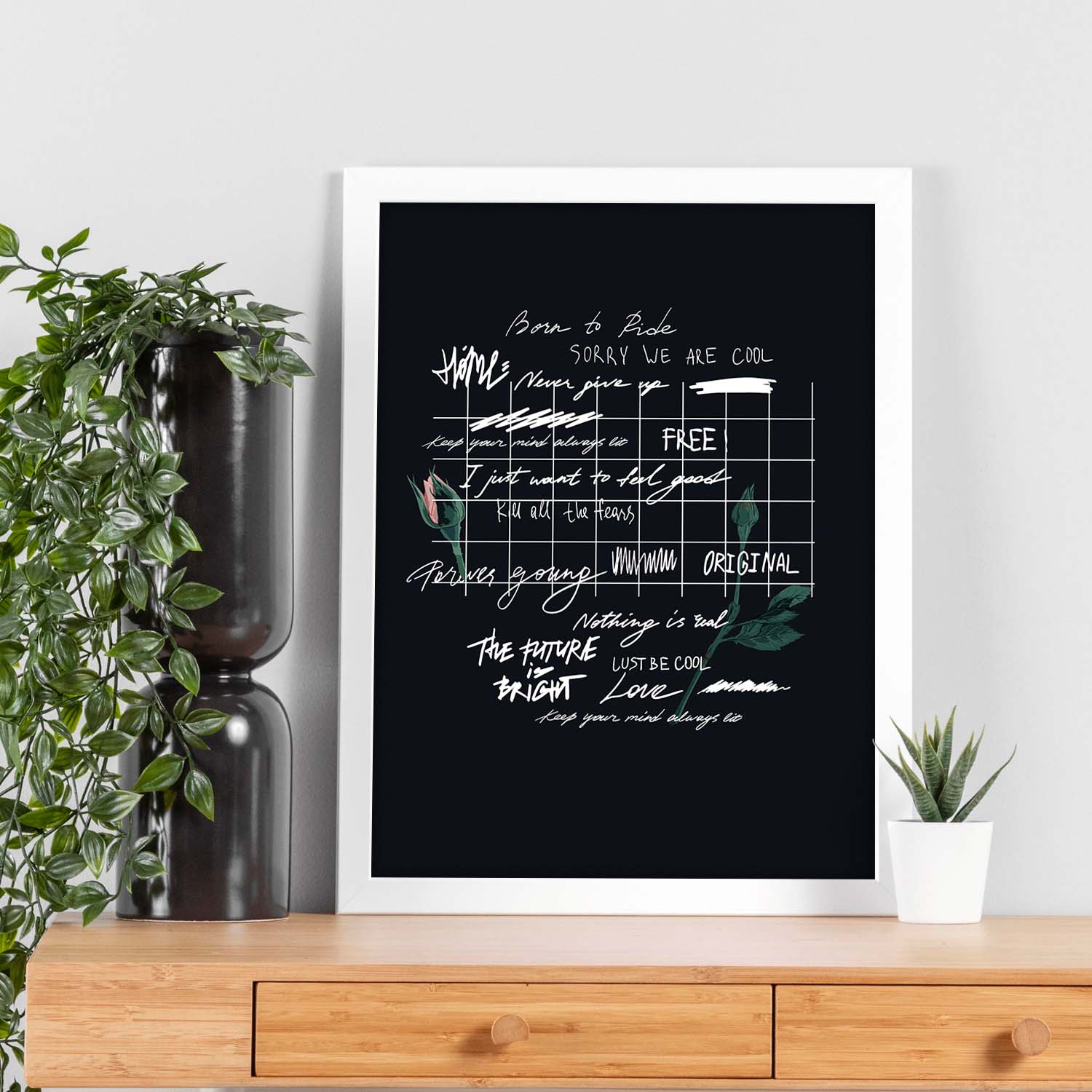Posters Con Mensajes Felices Ilustrados. Lamina De Decoracion 'born To ...