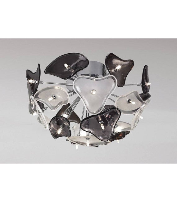 Plafonnier Otto 21 Ampoule G4, chrome poli/verre dépoli/verre noir ...