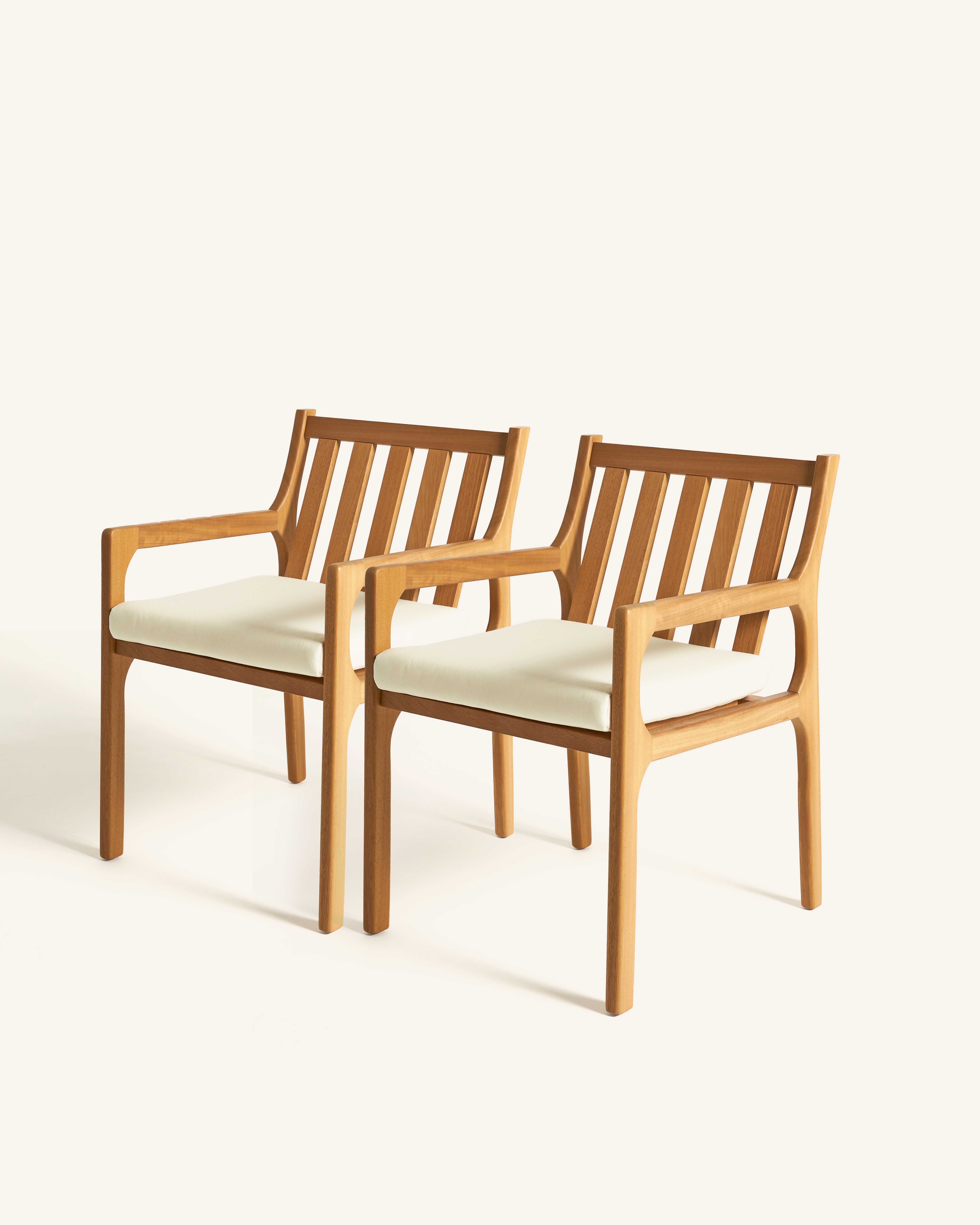 BELLINI Pack de 2 fauteuils d'extérieur en bois d'iroko avec coussin ...