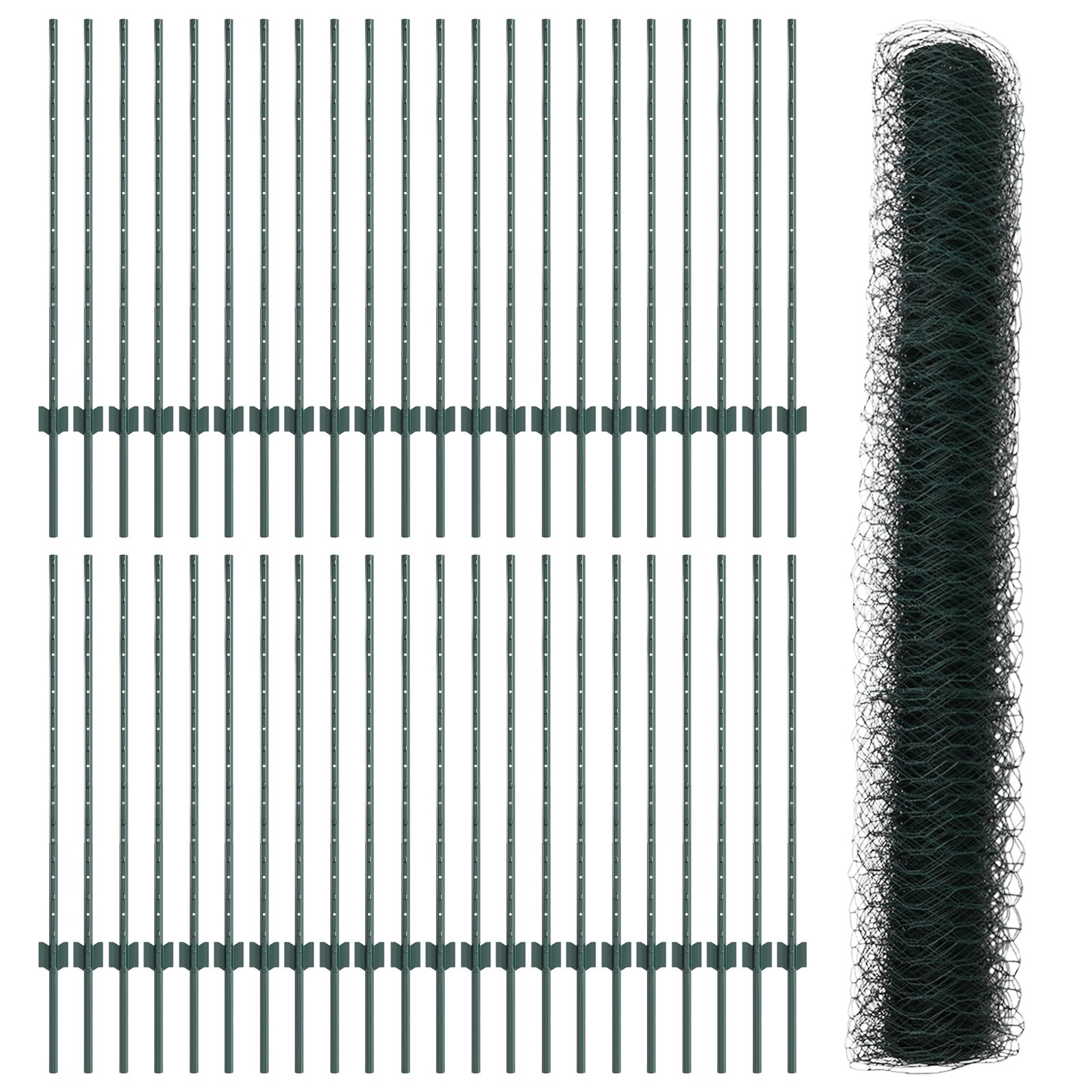 Postes para Cerca 11 uds U-Channel Verde 100 cm Acero | Leroy Merlin