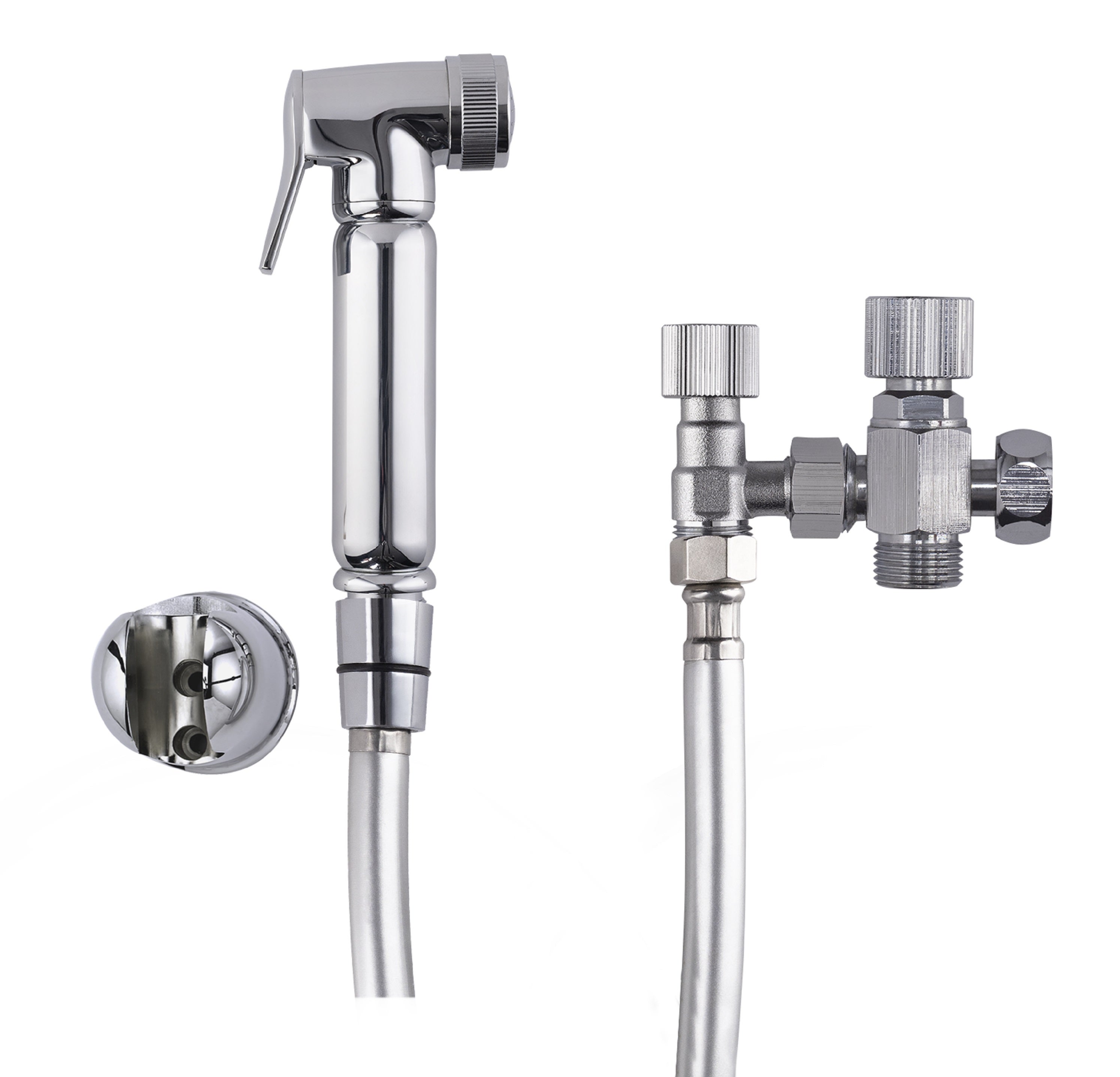 Kit Hygiène WC Douchette Laiton + Robinet 3 voies + Flexible + Support ...