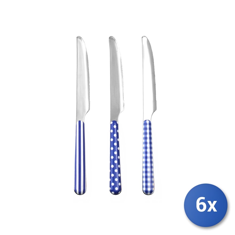 6x Coltelli In Acciaio Inox Da Tavola Provence Con Decoro Blu | Leroy ...