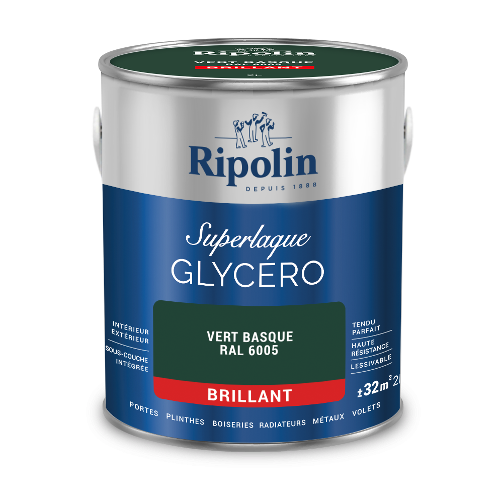 Peinture Superlaque Glycéro Brillant Vert Basque RAL6005 2L | Leroy Merlin