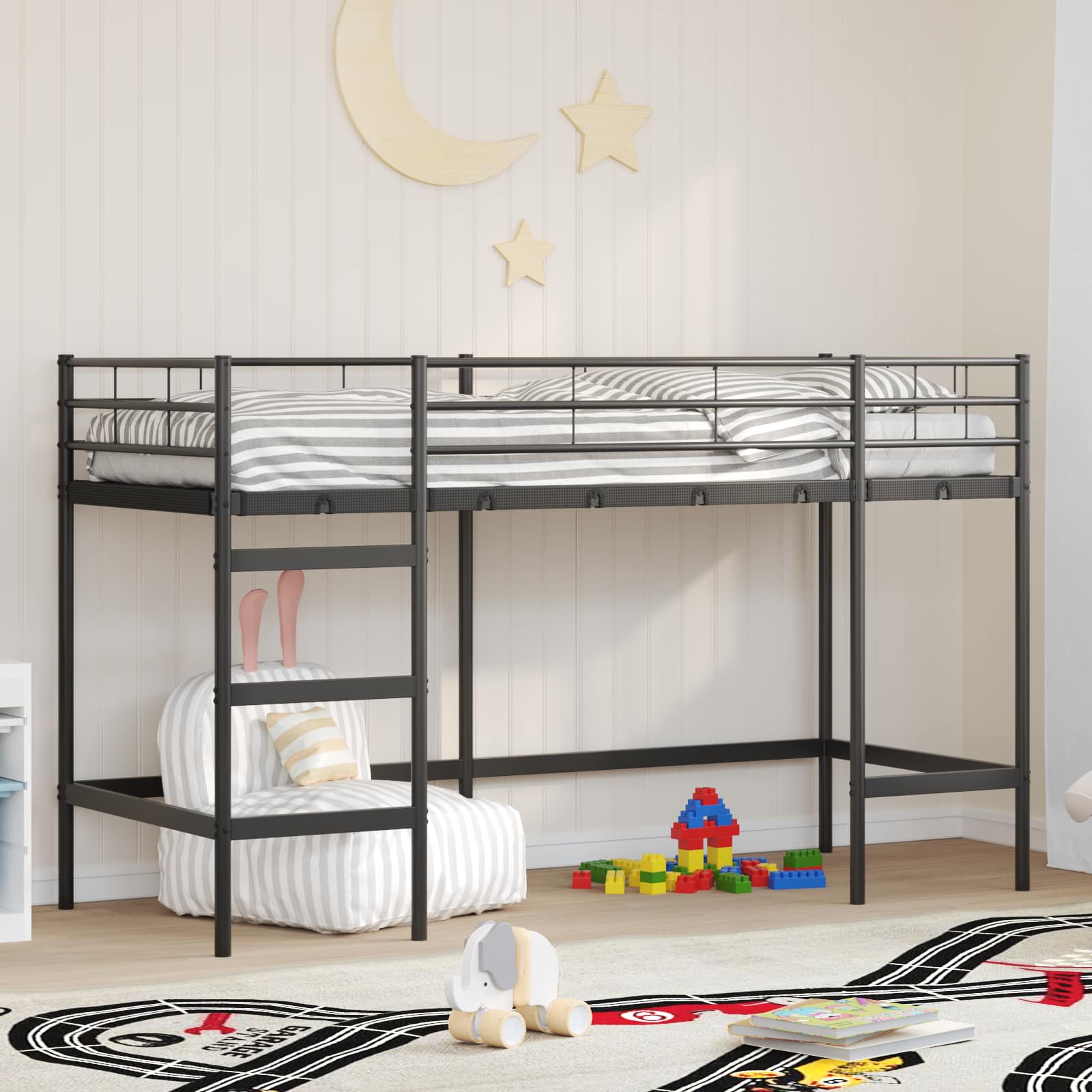 Estructura de litera para niños Negro 74,5 x 190 cm Acero | Leroy Merlin