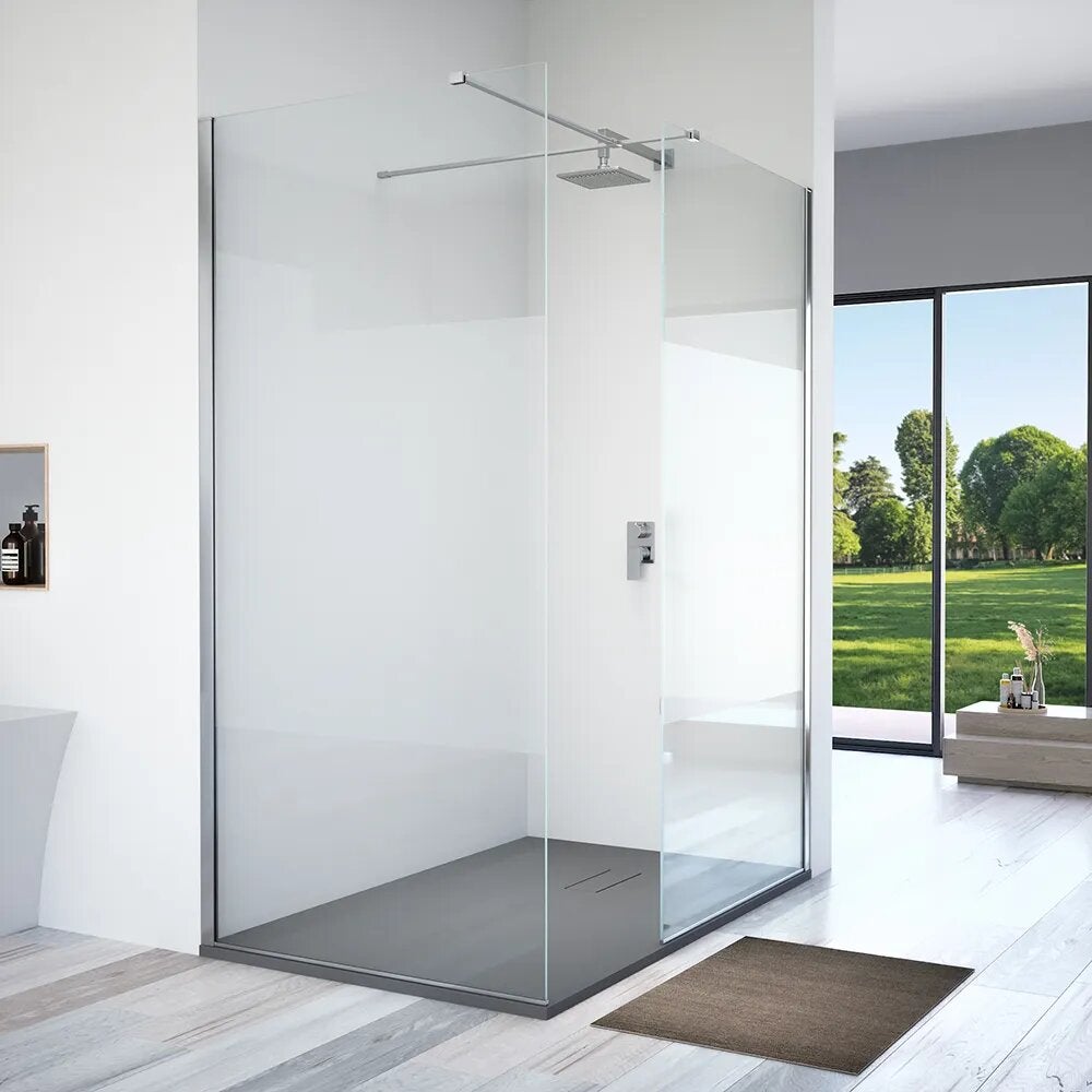 Double paroi de douche walk-in 70x90 cm avec support en T, verre 8 mm ...