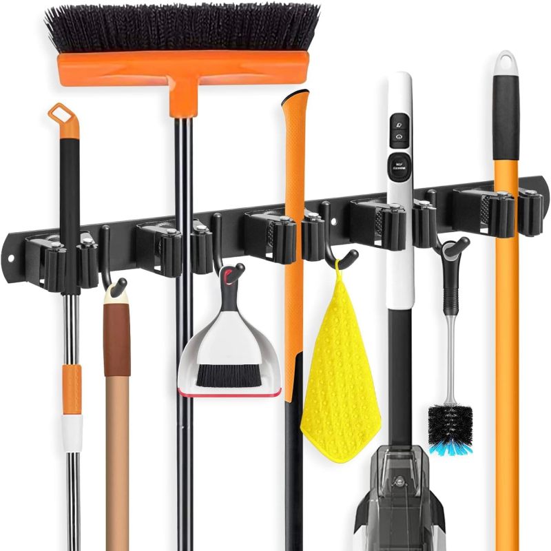 Organisateur de balais, 5 positions + 4 crochets, support mural auto ...