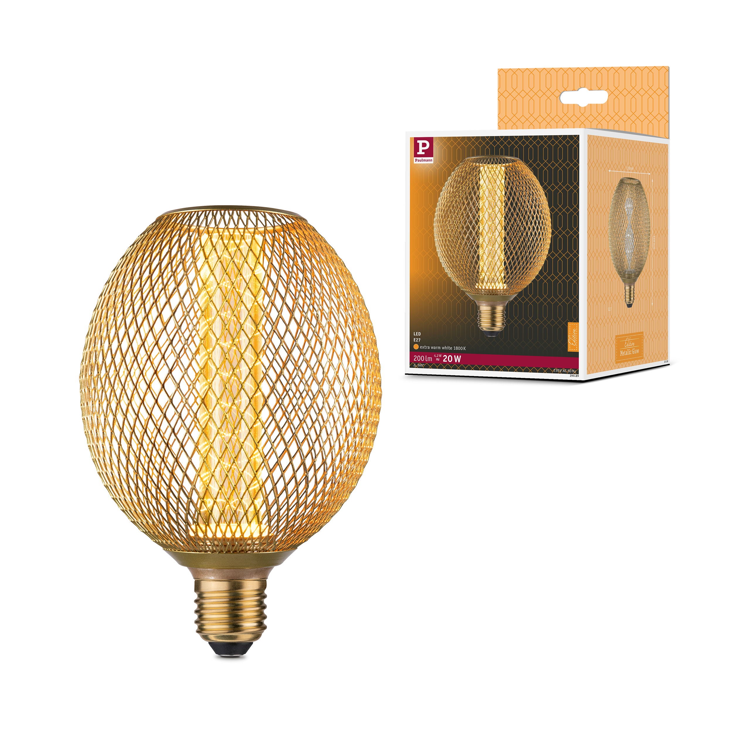 Metallic Glow Standard 230 V Globe LED E27 Spiral 200lm 4,2W 1800K ...