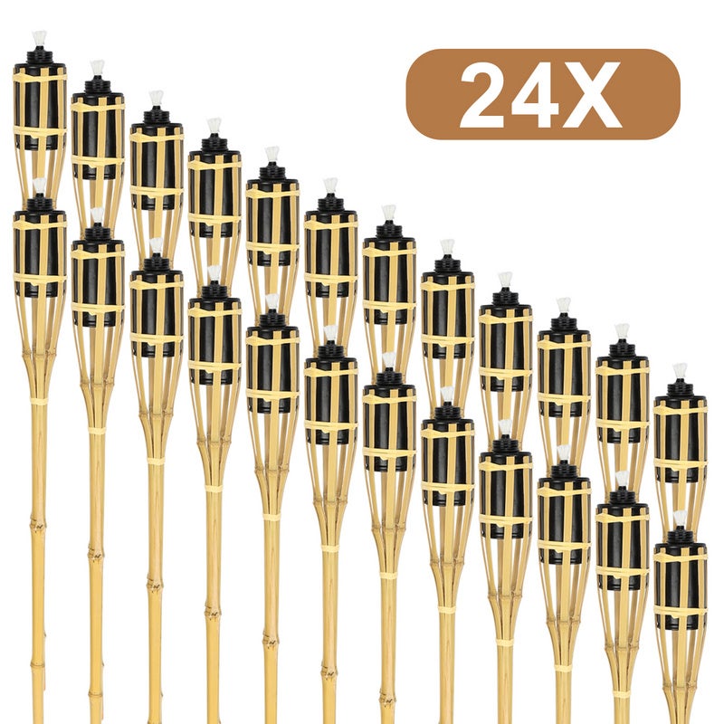 24pcs antorchas de jardín antorcha de jardín de bambú 90cm lámpara de ...
