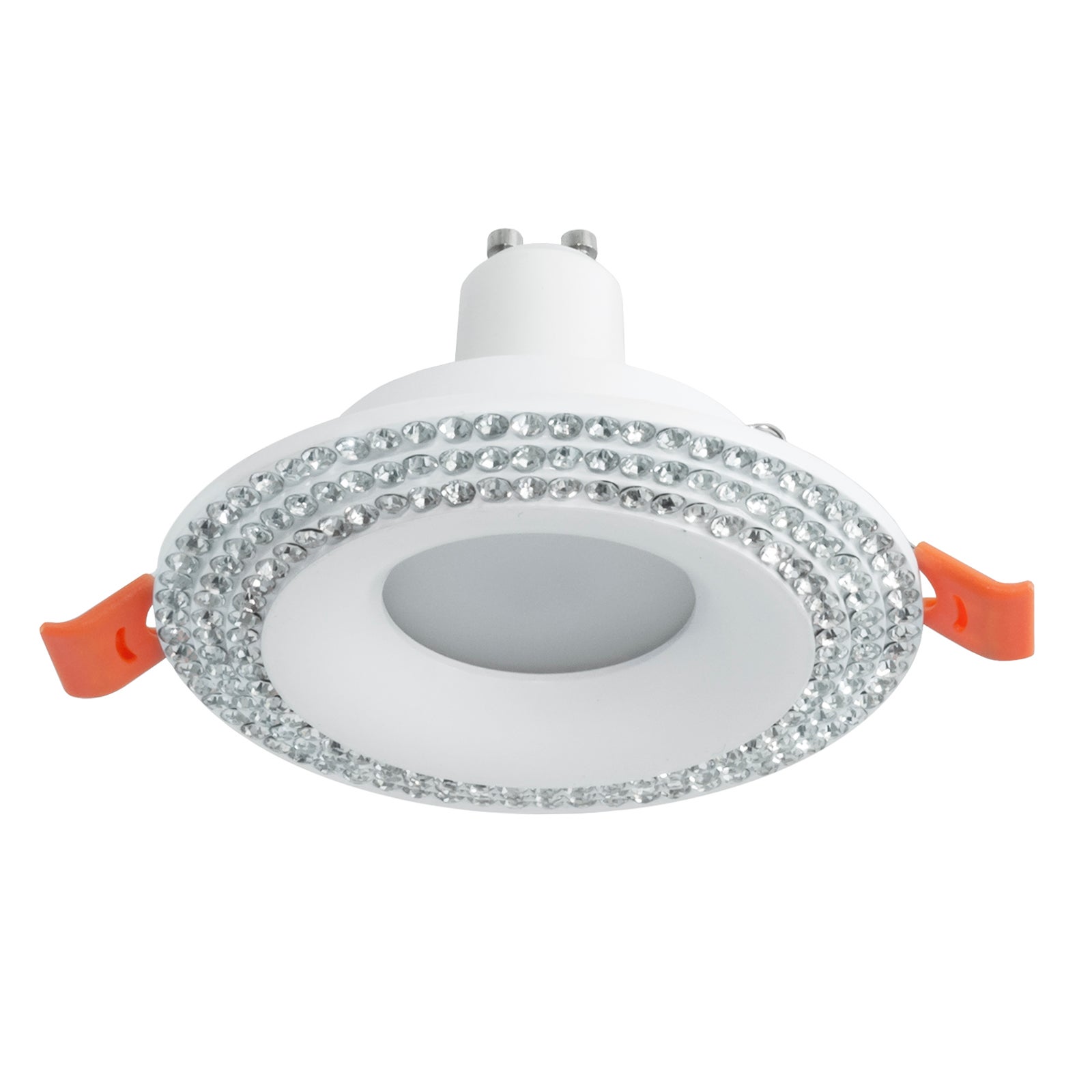 Spot encastré moderne blanc rond cristal pailleté lumière LED 5W GU10 ...
