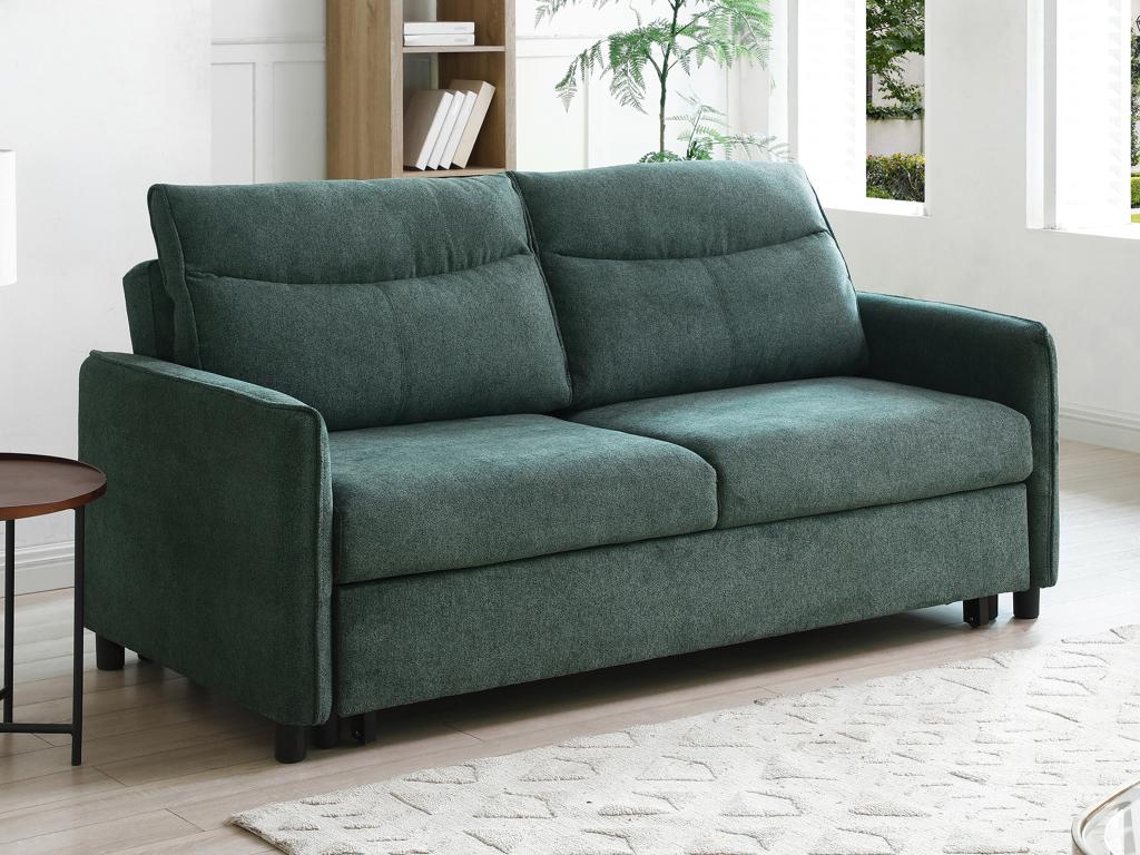 Canapé 3 places convertible en tissu vert IPANEDA | Leroy Merlin