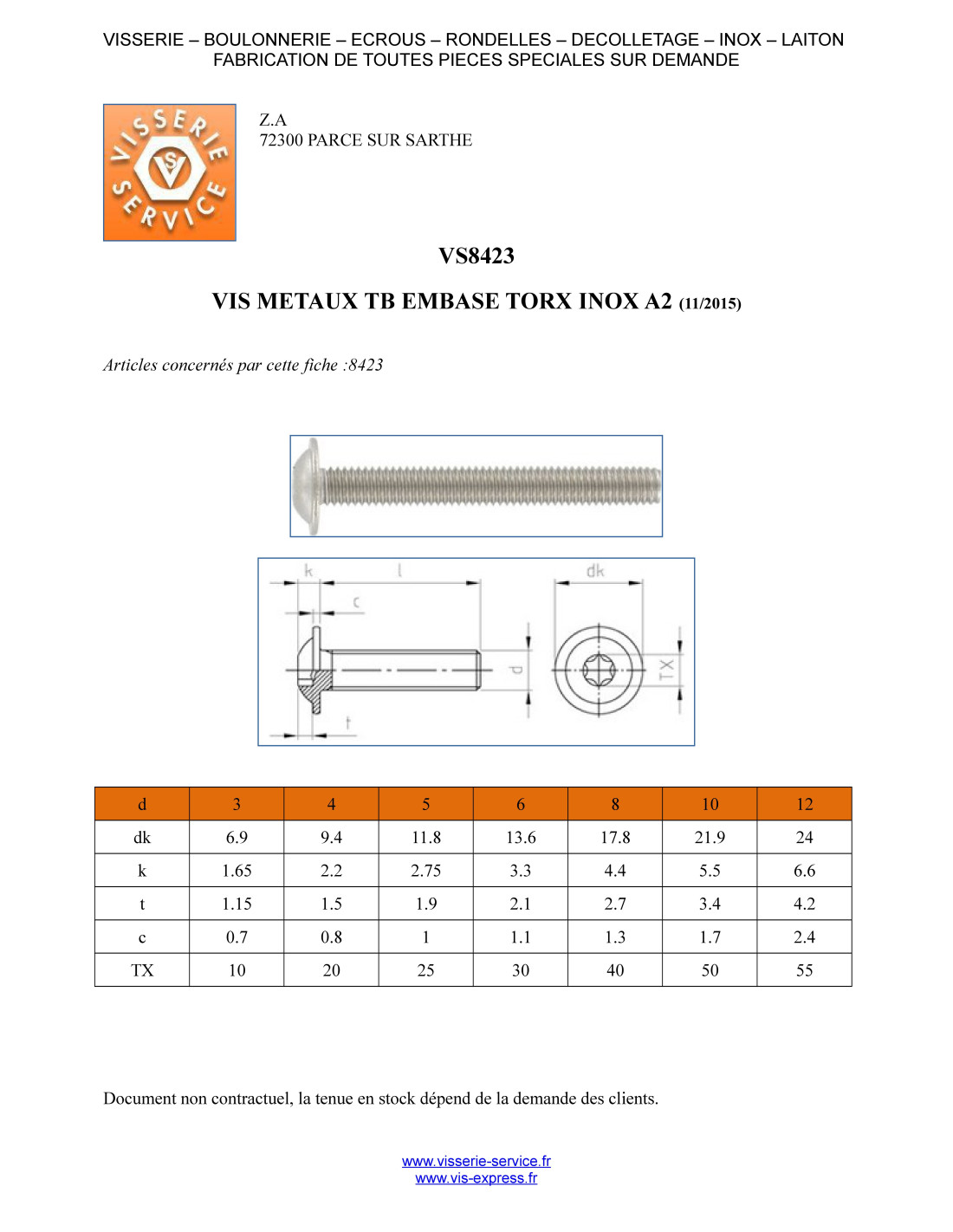 Vis Métaux Tête bombée Embase collerette TORX T40 M8X40 Filetage total Inox A2-1 piece | Leroy ...