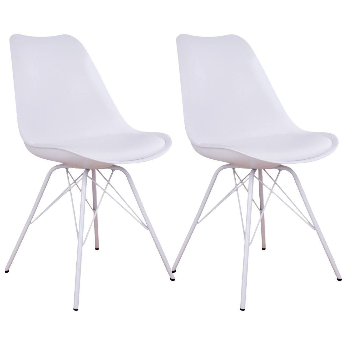 HAGA - Lot de 2 Chaises Blanches avec Piétement Métal Blanc | Leroy Merlin