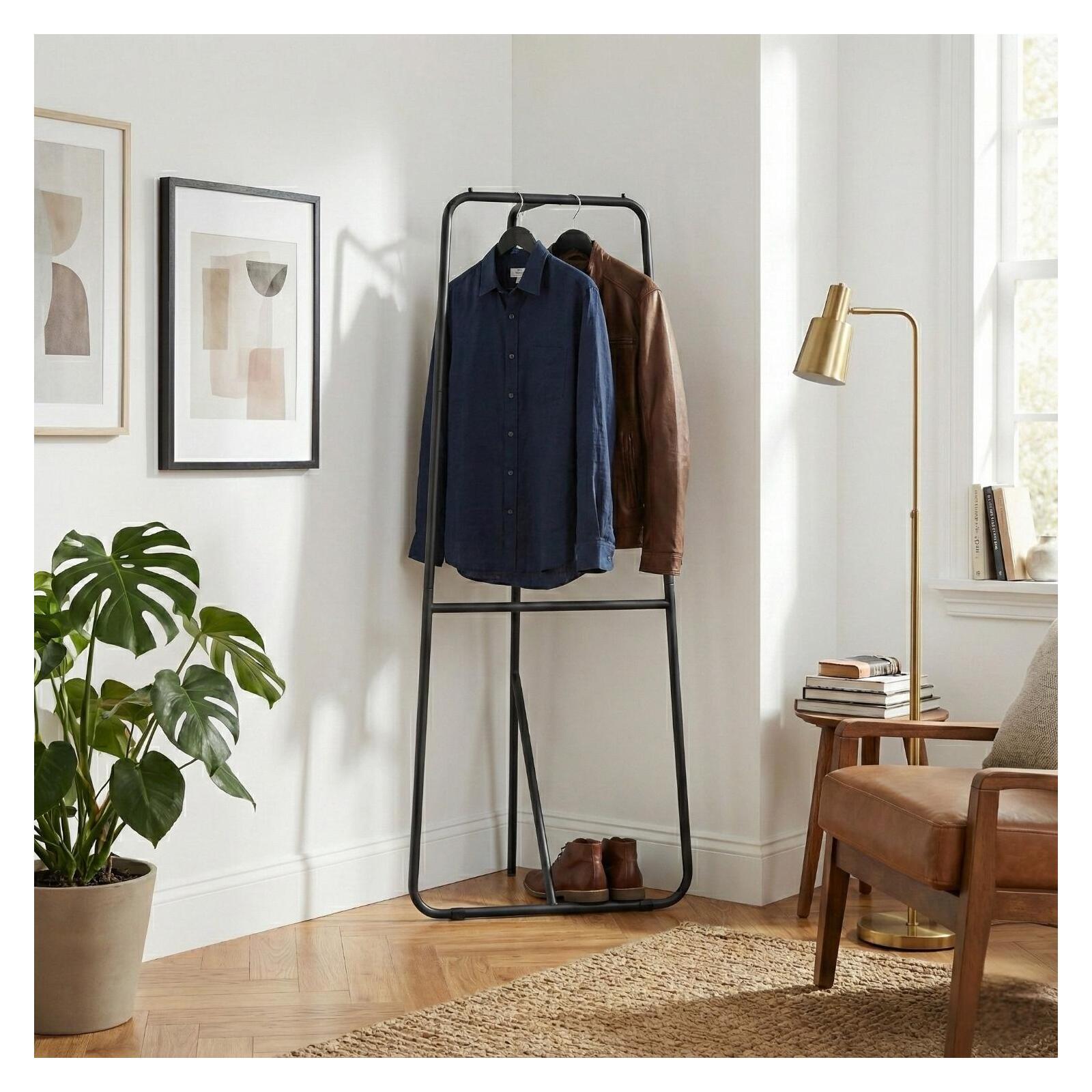 Portant vêtements d'angle en métal gris tubulaire 72x170cm | Leroy Merlin