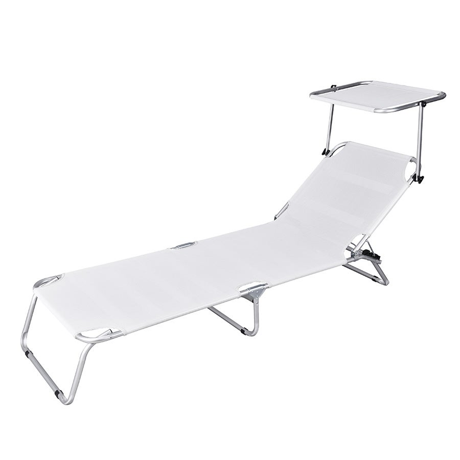 Lit de plage pliant en aluminium blanc | Leroy Merlin