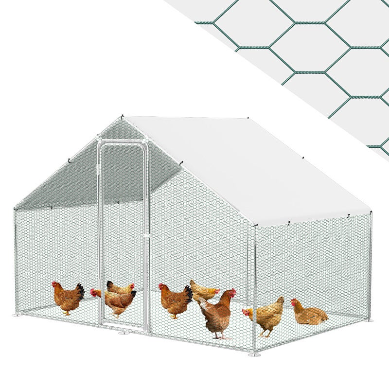 Enclos Poulailler 6 m² 3x2x2 m grillage hexagonal, porte verrouillable ...