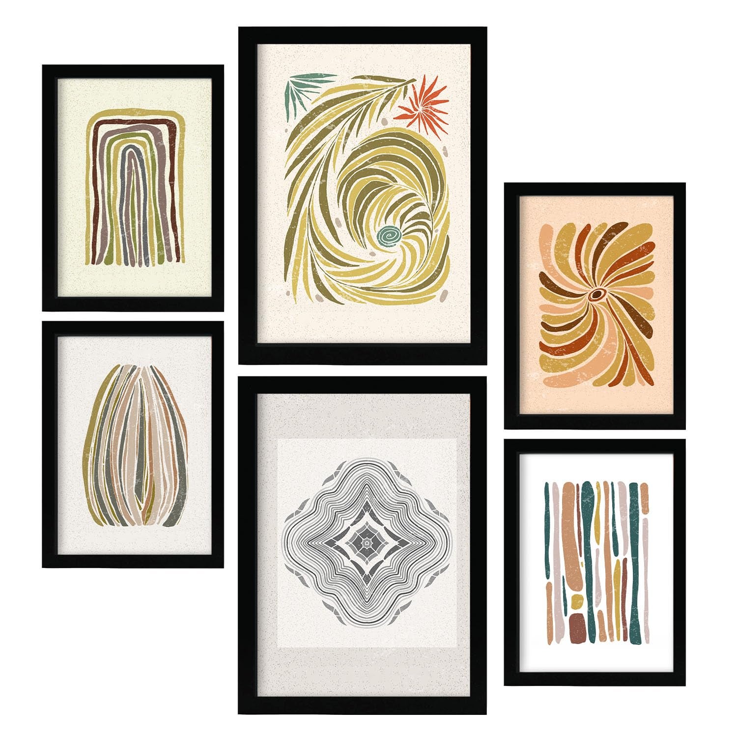 Nacnic Ensemble 6 Impressions De Lignes Dans De Style Ethnique Cadre ...