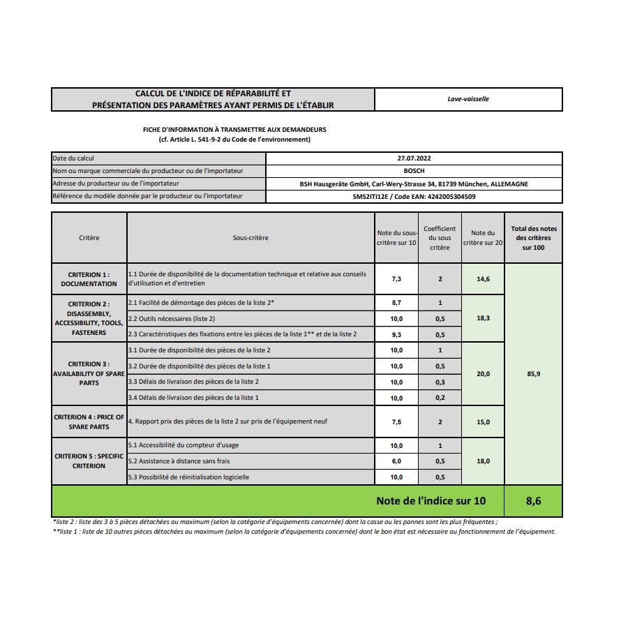 Lave-vaisselle pose libre BOSCH 12 Couverts 60cm E, SMS2ITI12E | Leroy ...